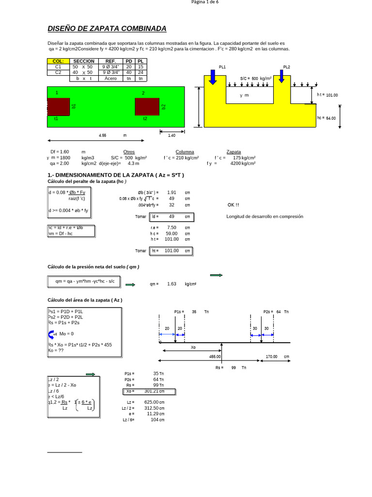 Zapata Combinada | PDF | Ingeniería estructural | Ingeniería geotécnica