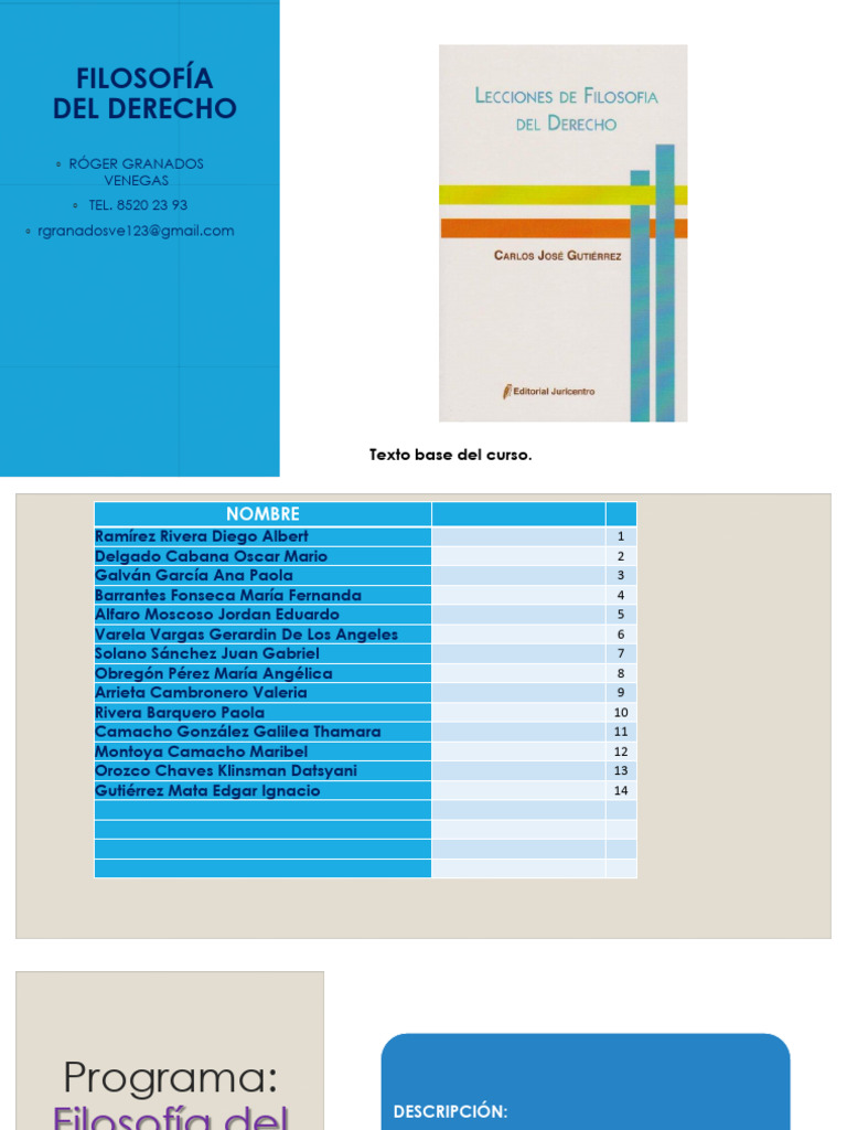 Programa y Exposiciones Del Curso FILOSOFÍA DEL DERECHO 2 - 2024 | PDF | Jurisprudencia | Justicia