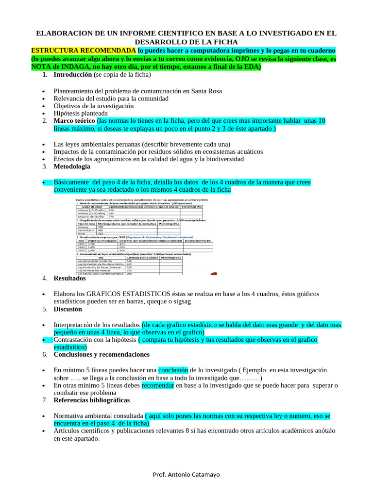 estructura-ELABORACION DE UN INFORME CIENTIFICO EN BASE A LO ...