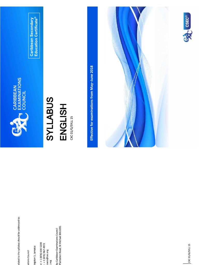 CSEC English Syllabus (2023 27 Actual Poems) | PDF