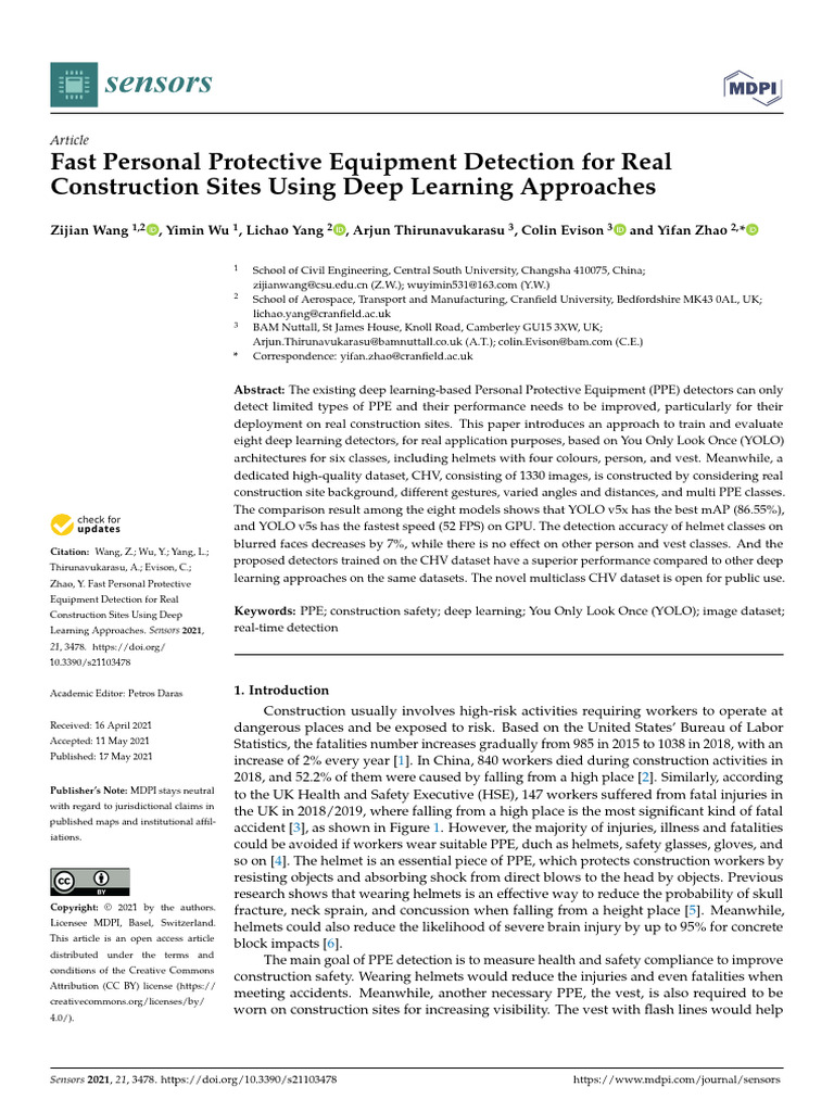 Vision Fast Personal Protective Equipment Detection For R | PDF ...