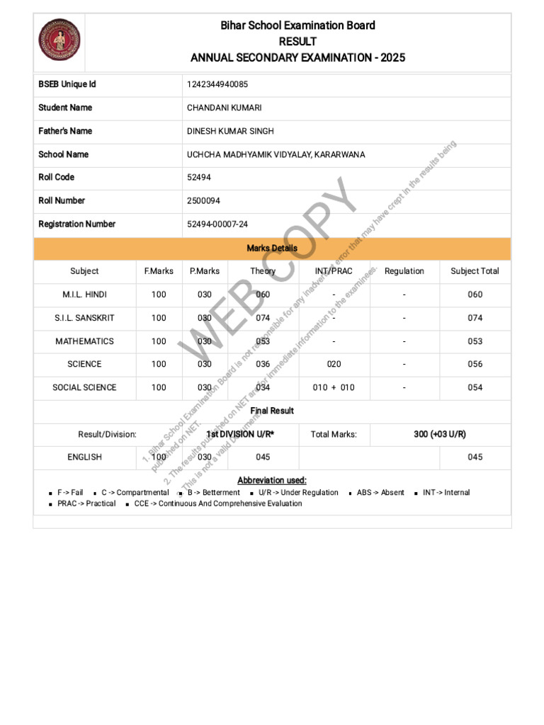 Secondary Annual Result 2025 | PDF | Vocational Education | Secondary ...