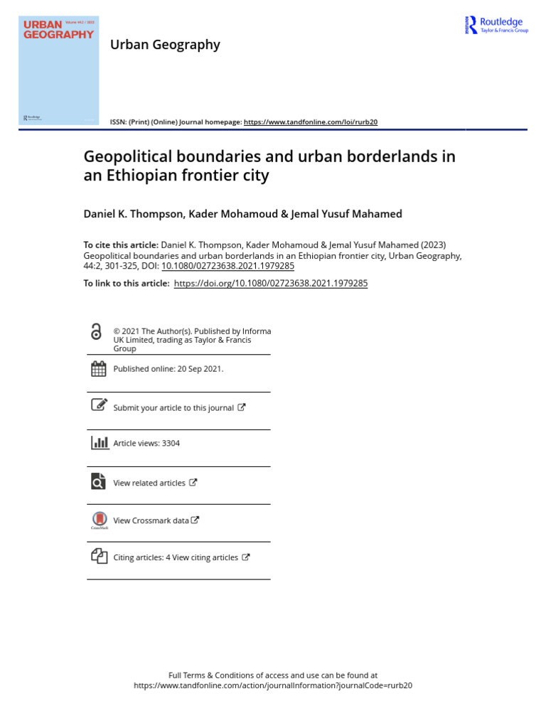 Geopolitical Boundaries and Urban Borderlands in An Ethiopian Frontier ...