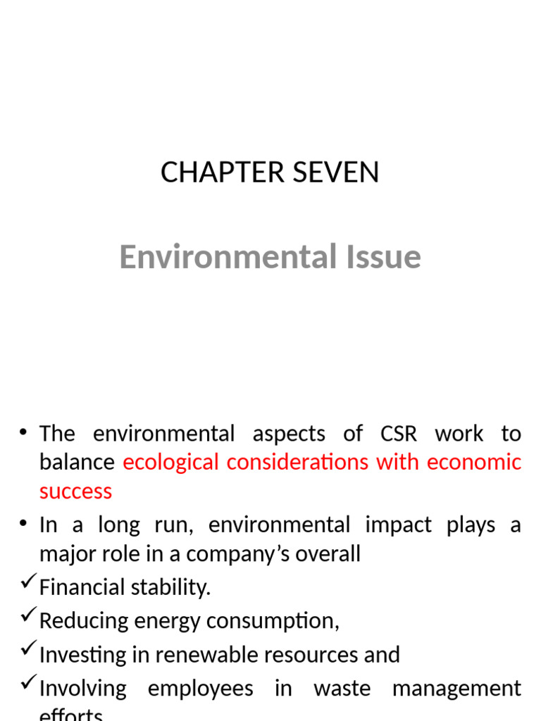 Chapter Seven Env'Tal Issue | PDF | Sustainability | Environmental ...