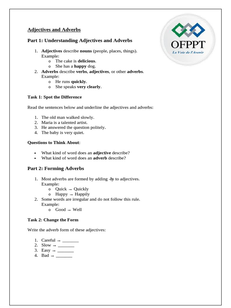 Adjectives and Adverbs Part 1: Understanding Adjectives and Adverbs | PDF
