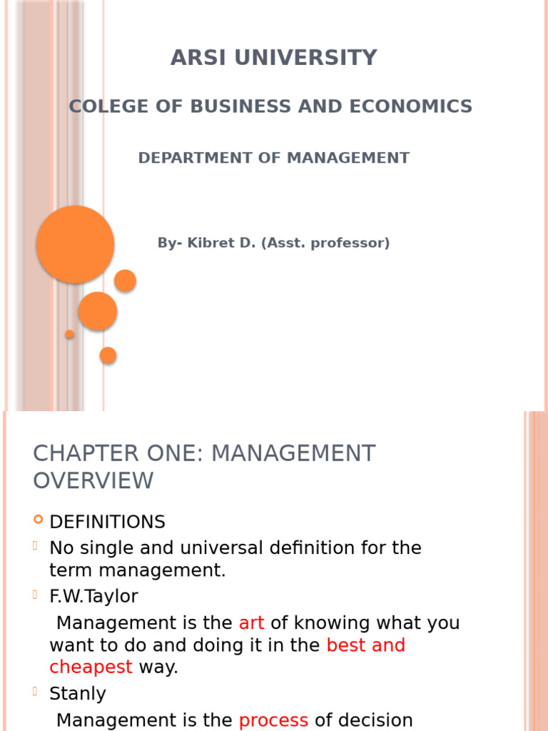 Management Overview and Functions | PDF | System | Decision Making
