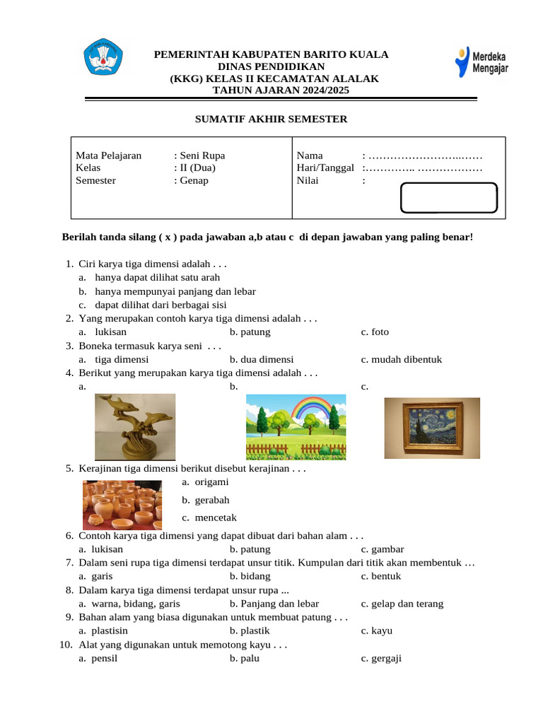 KELAS 2 SAS Seni Rupa SMT 2 | PDF