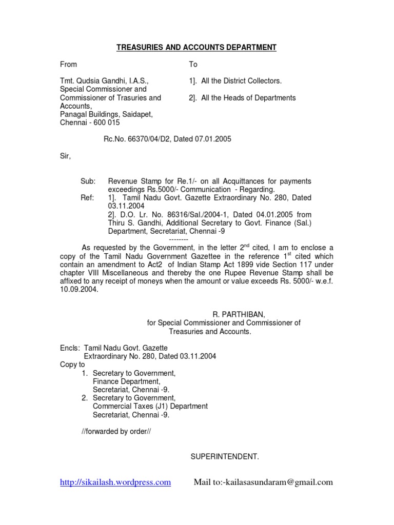 Revenue Stamp Requirement in Tamil Nadu | PDF | Government | Social ...