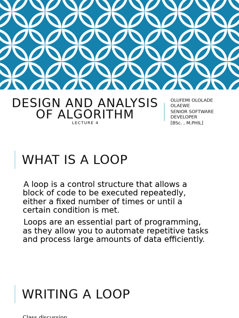 DESIGN AND ANALYSIS OF ALGORITHM IV | PDF | Control Flow | Iteration
