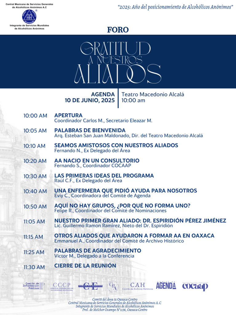 Agenda 10 de Junio, Teatro Macedonio Alcalá | PDF | alcoholicos anonimos