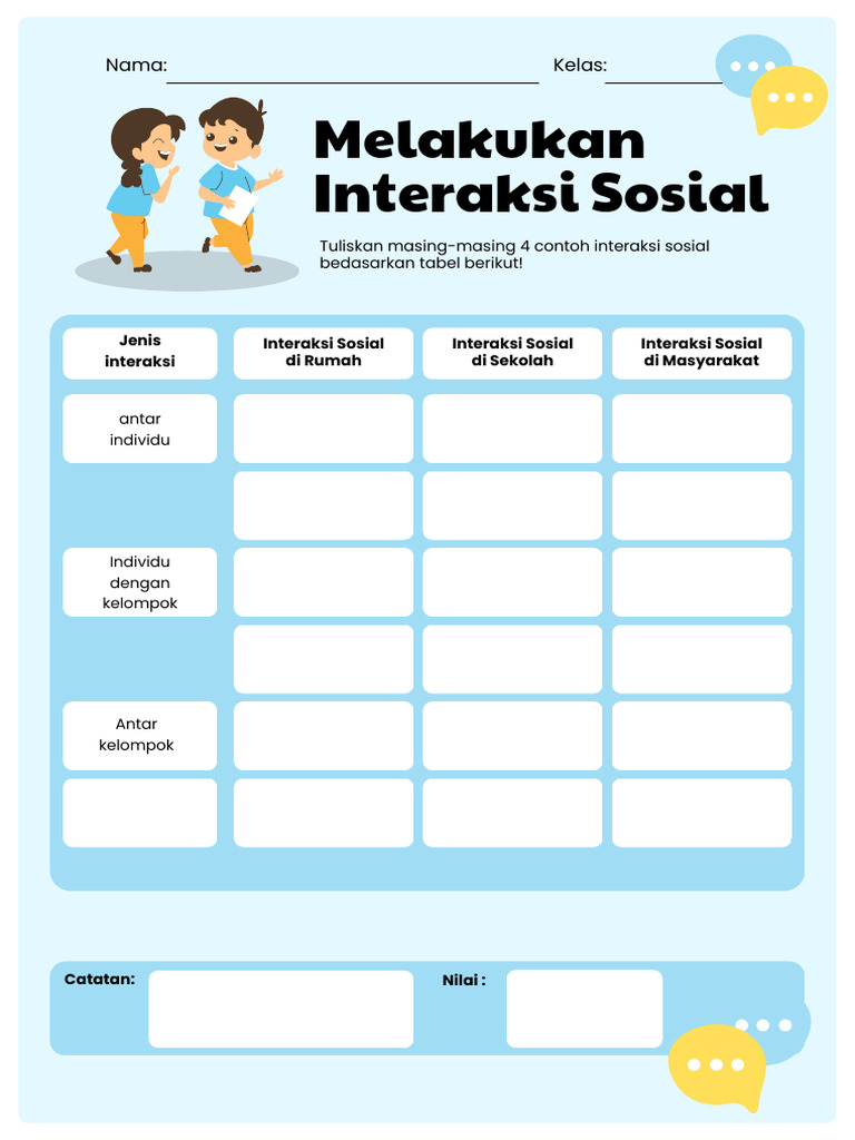 Interaksi Sosial Lembar Kerja Biru Ilustratif | PDF
