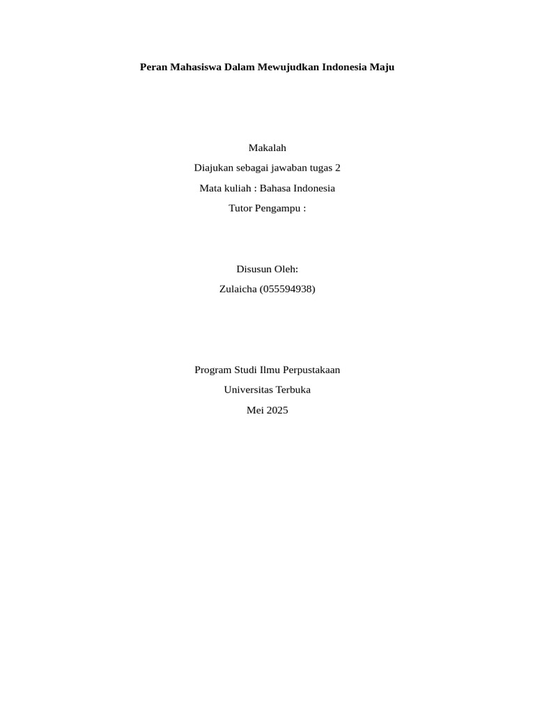 Tugas 2 Makalah Bhs Indo | PDF