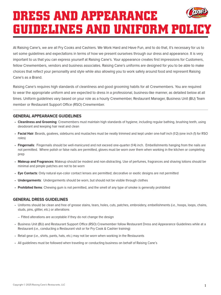 Dress and Appearance Guidelines and Uniform Policy | PDF | Shoe | Sock