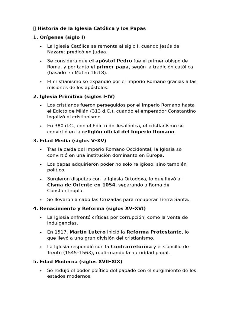 ? Historia de La Iglesia Católica y Los Papas | PDF | Iglesia Católica ...