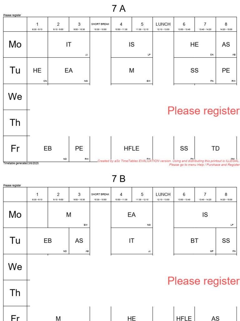 aSc Timetables 2025 Overview | PDF