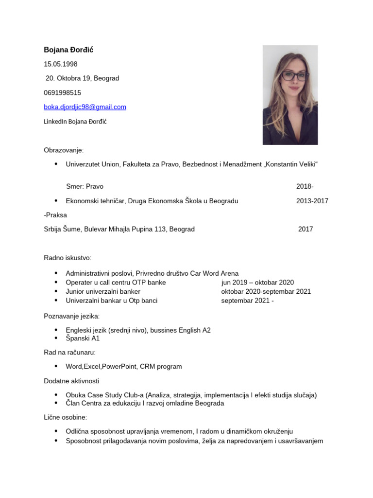 Bojana Djordjic CV | PDF