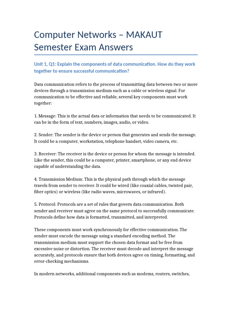 Computer Networks Unit1 Q1 To Q6 | PDF | Osi Model | Network Topology