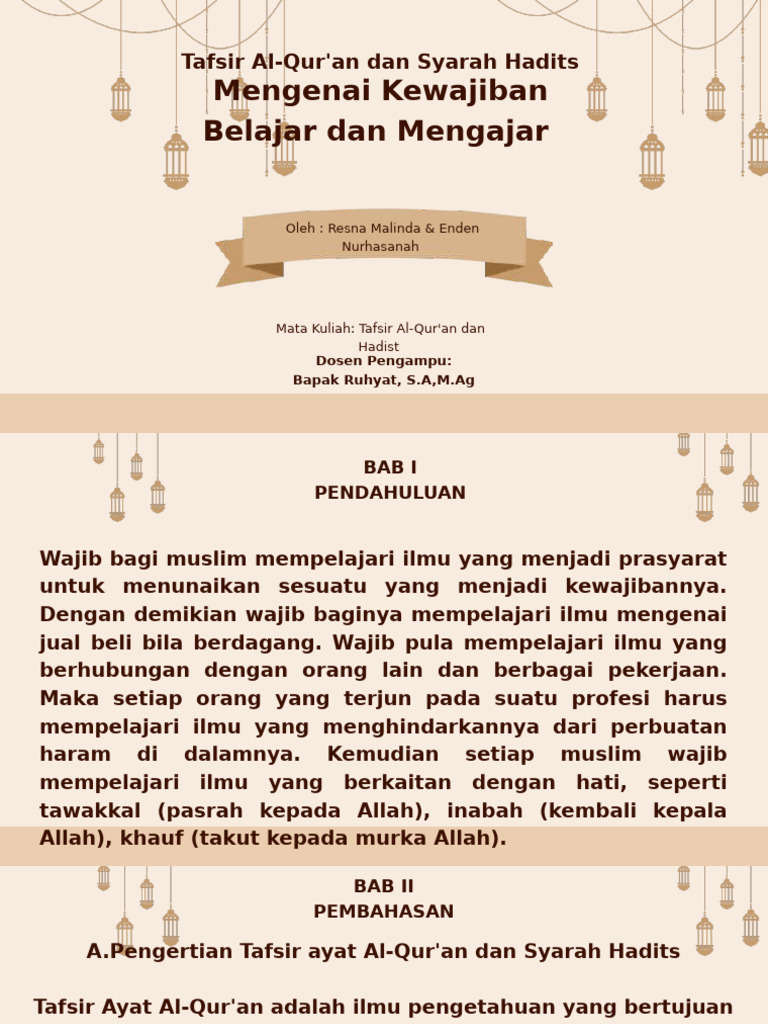 Contoh PPT Tafsir Hadist | PDF