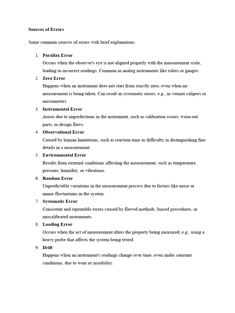 Errors Limitations Precautionsassumptions | PDF | Experiment | Observational Error
