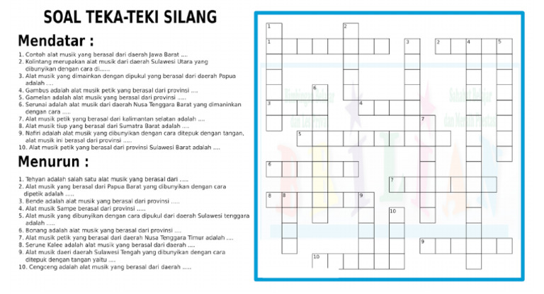 Soal TTS Ips Tentang Alat Musik Daerah | PDF
