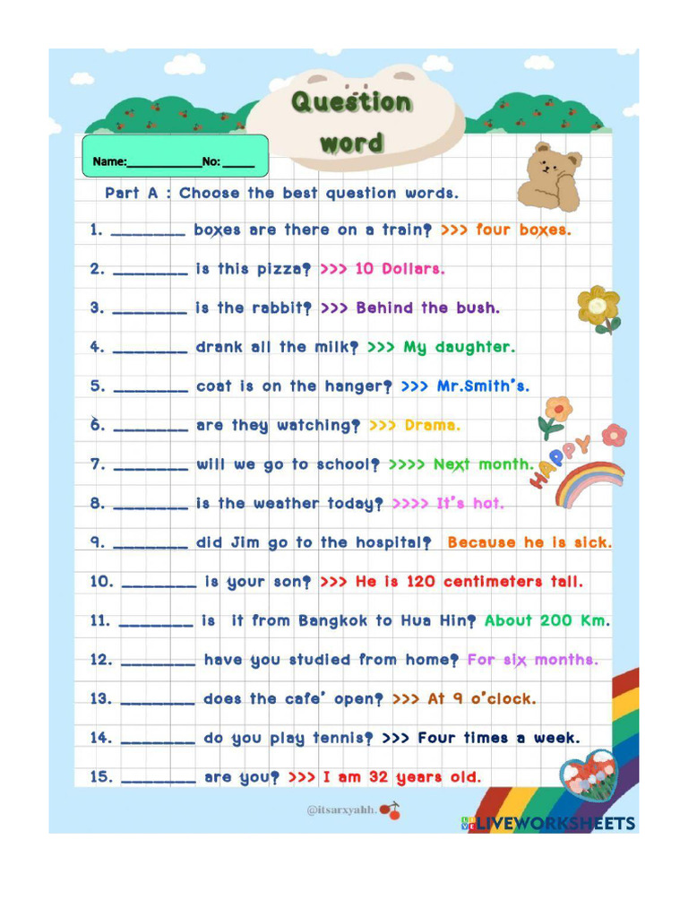 Worksheet - 886333 WH Questions 2 | PDF