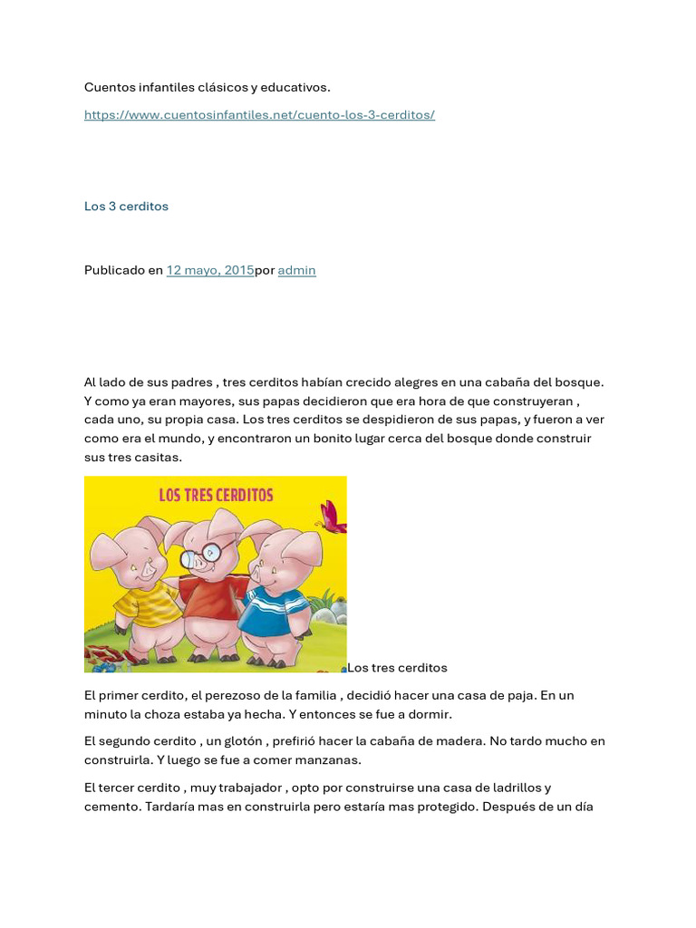 Cuento de Los Tres Cerditos | PDF