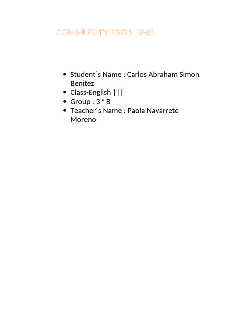 Community Problems | PDF
