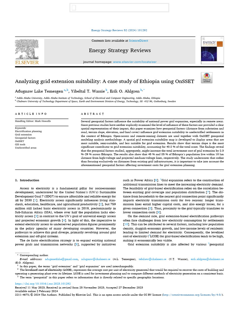 Analyzing Grid Extension Suitability: A Case Study of Ethiopia Using ...