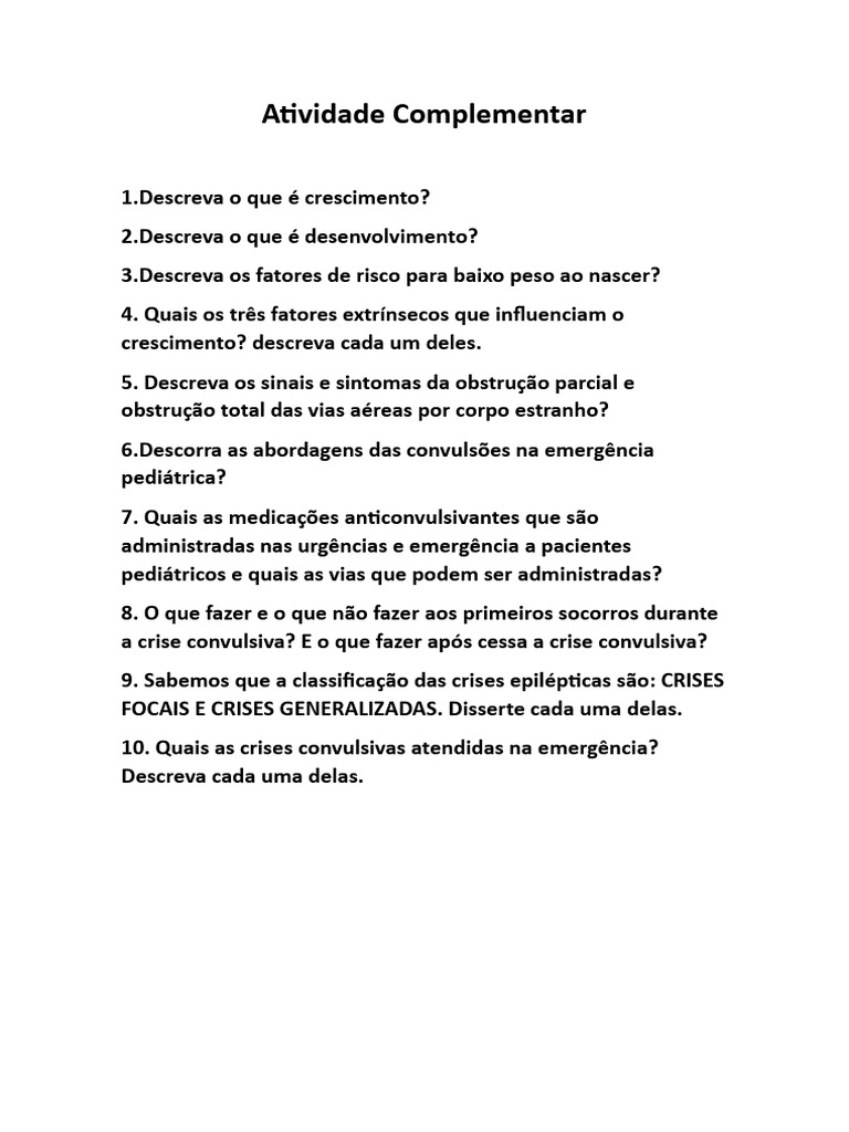 Atividade Complementar | PDF
