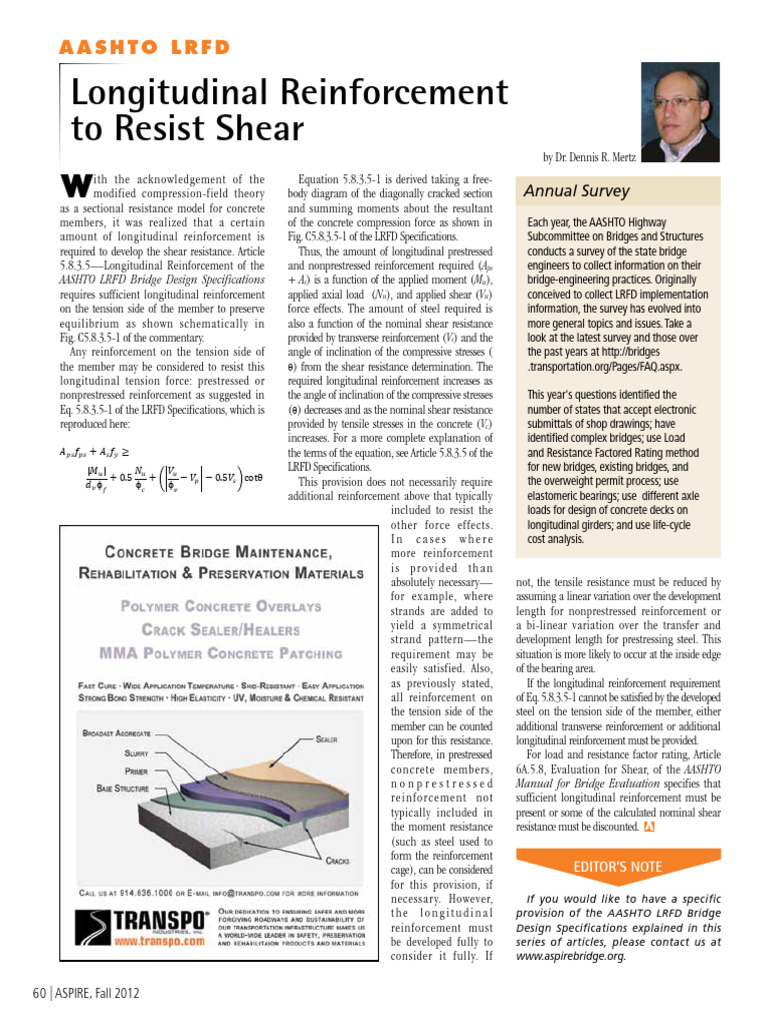 Longitudinal Reinforcement for Shear | PDF | Stress (Mechanics) | Bridge