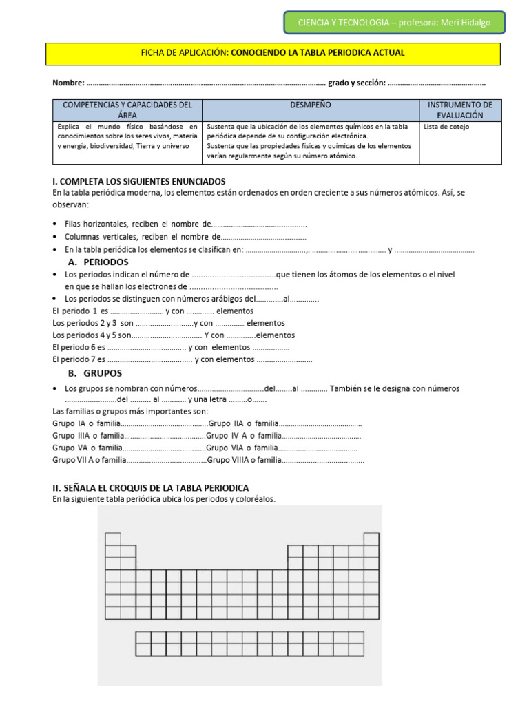 Actividad Cyt - Tabla Periodica | PDF | Tabla periódica | Química