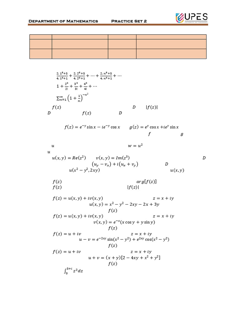 Practice Set 2 AEM 2 (MATH 1065) | PDF | Complex Analysis ...