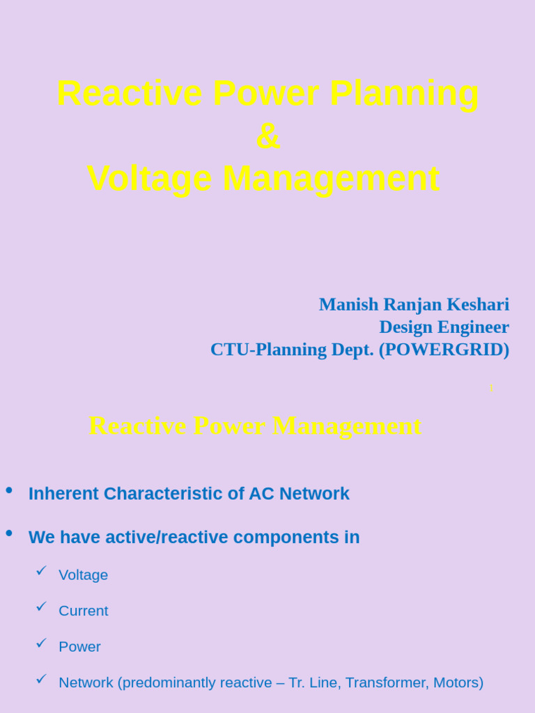Reactive Power Planning - New - PAL-Manesar - 20th Apr 2015 | PDF | Ac ...