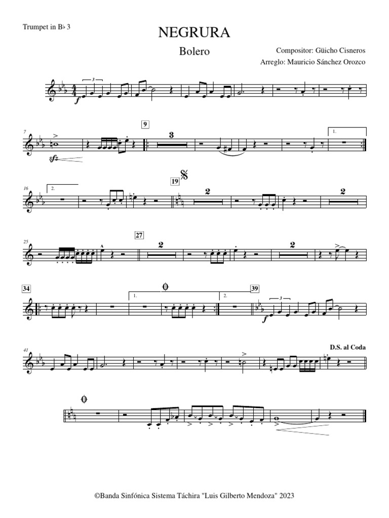 NEGRURA VOZx - Trumpet in BB 3 | PDF