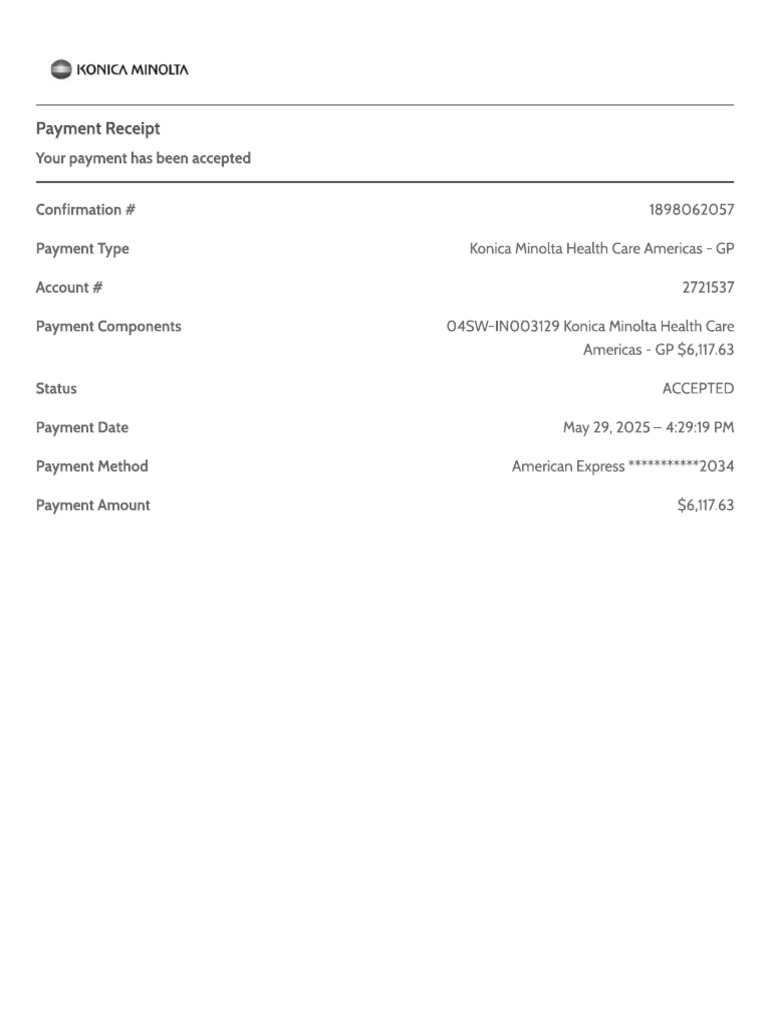 Konica Minolta - Payment Receipt Inv003129 | PDF