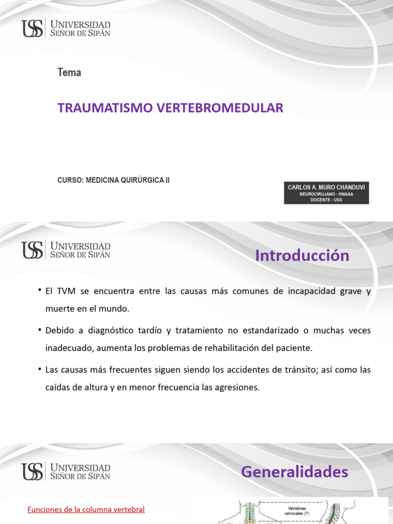 5 NCx. Traumatismo Vertebromedular | PDF | La columna vertebral | Médula espinal