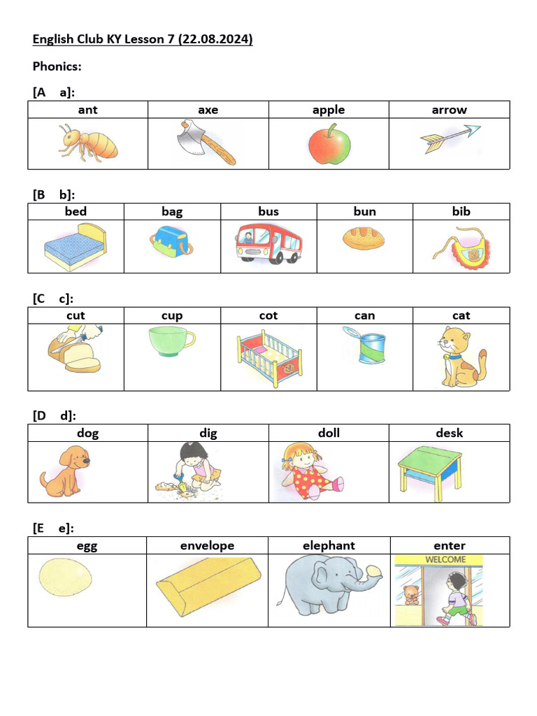 Phonics and Games for Kids: Lesson 7 | PDF