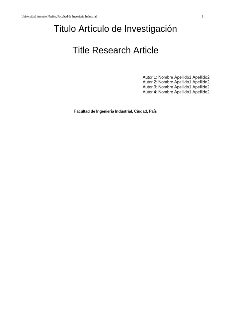 Formato Articulo de Investigacion Uan | PDF | Sumario abstracto)