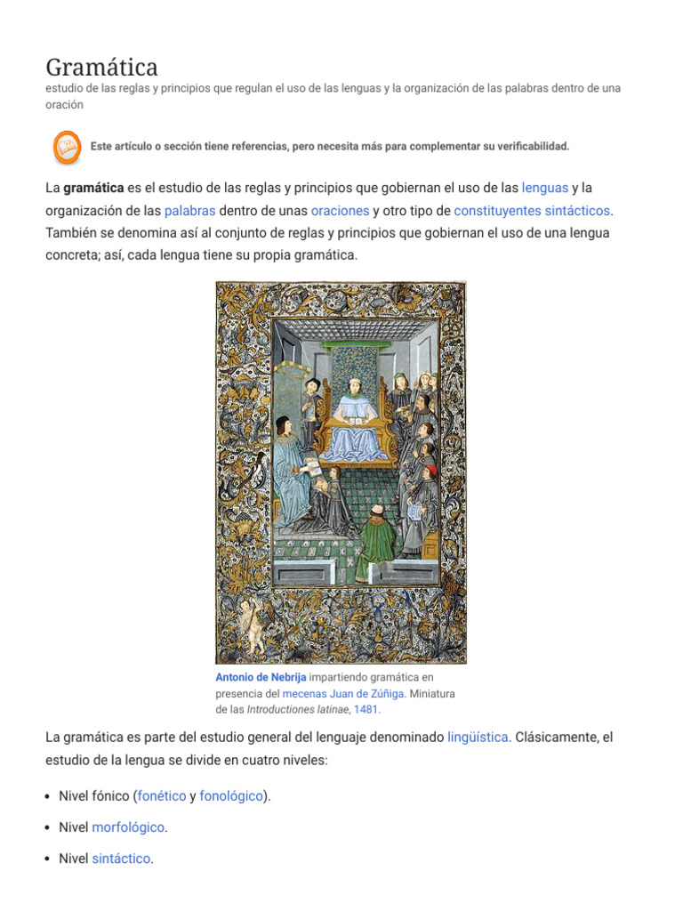 Gramática - Wikipedia, La Enciclopedia Libre | PDF | Gramática | Sintaxis