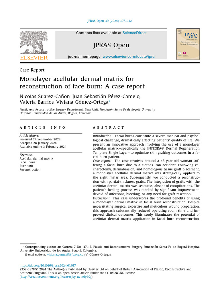 Monolayer Acellular Dermal Matrix For Reconstructi | PDF | Plastic ...