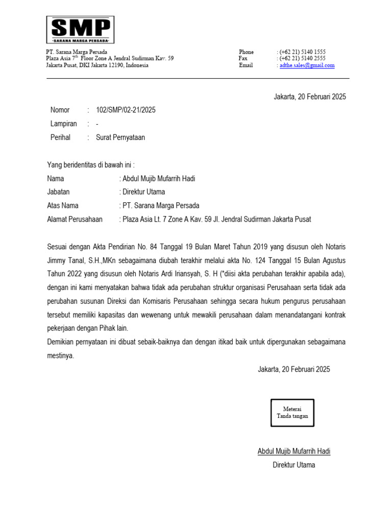 Surat Pernyataan Vendor 2 | PDF