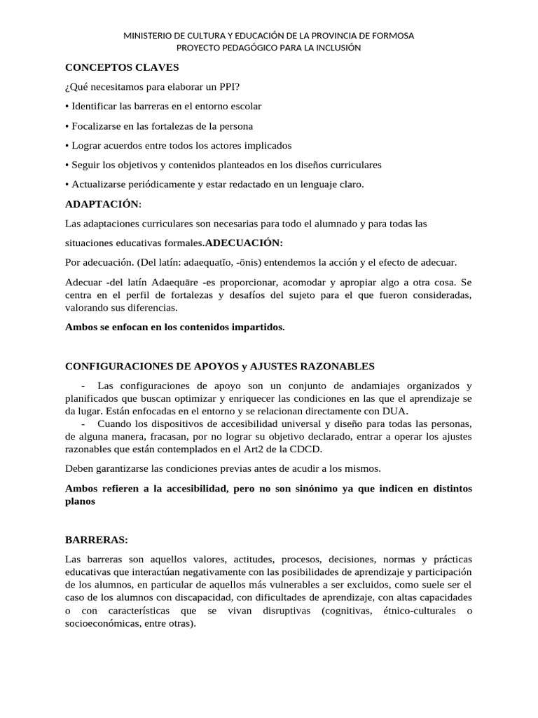 Conceptos para La Elaboración Del Ppi | PDF | Inclusión (Educación) | Invalidez