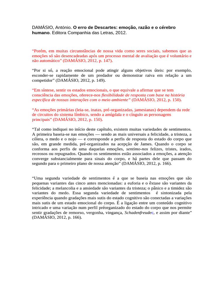 Fichamento Damásio | PDF