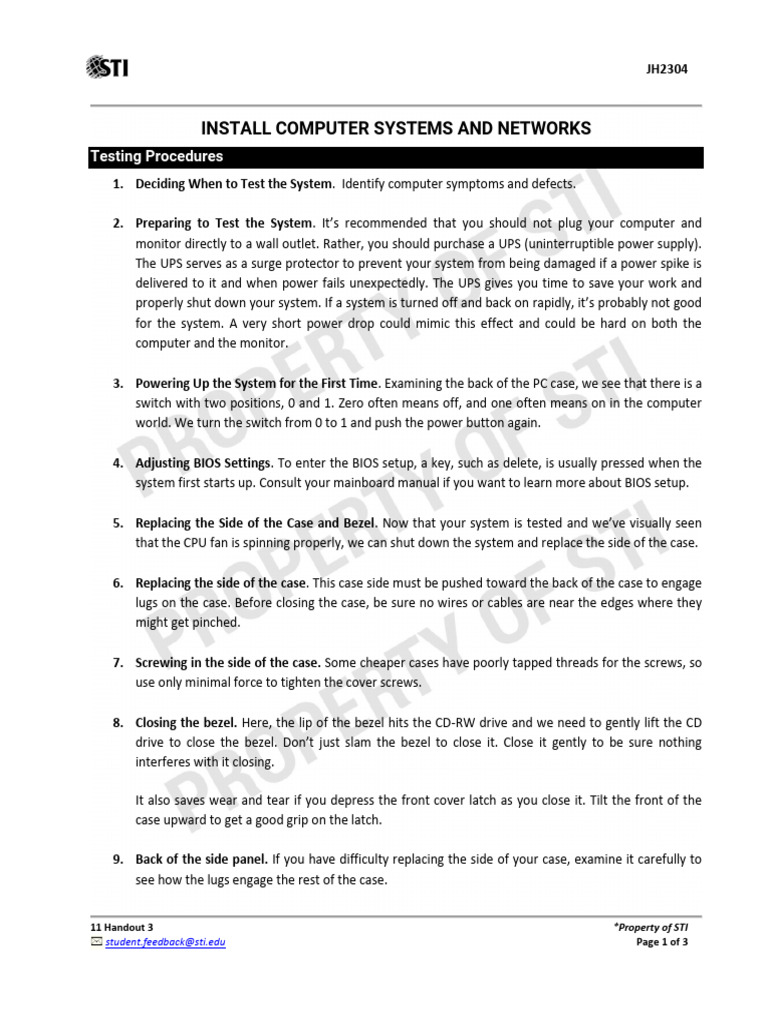 Install Computer Systems Networks 3 | PDF | Bios | Computing