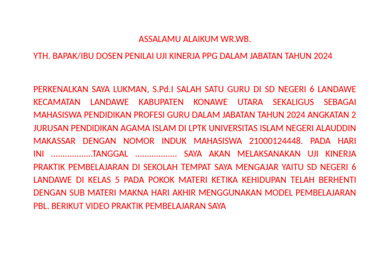 Teks Perkenalan PPG Lukman | PDF