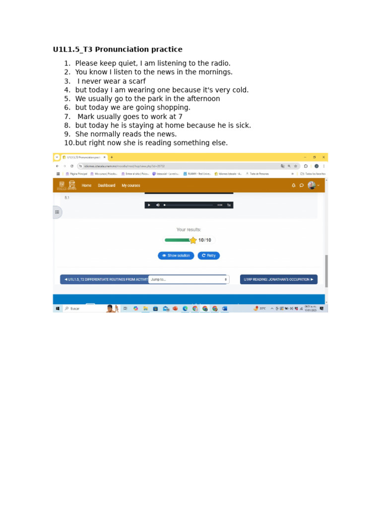 U1L1.5 - T3 Pronunciation Practice | PDF