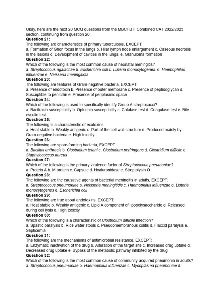 Extract mcqs next 20 question | PDF | Gram Negative Bacteria | Bacteria