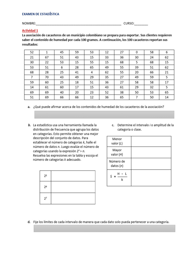 Examen Final P1 | PDF | Histograma