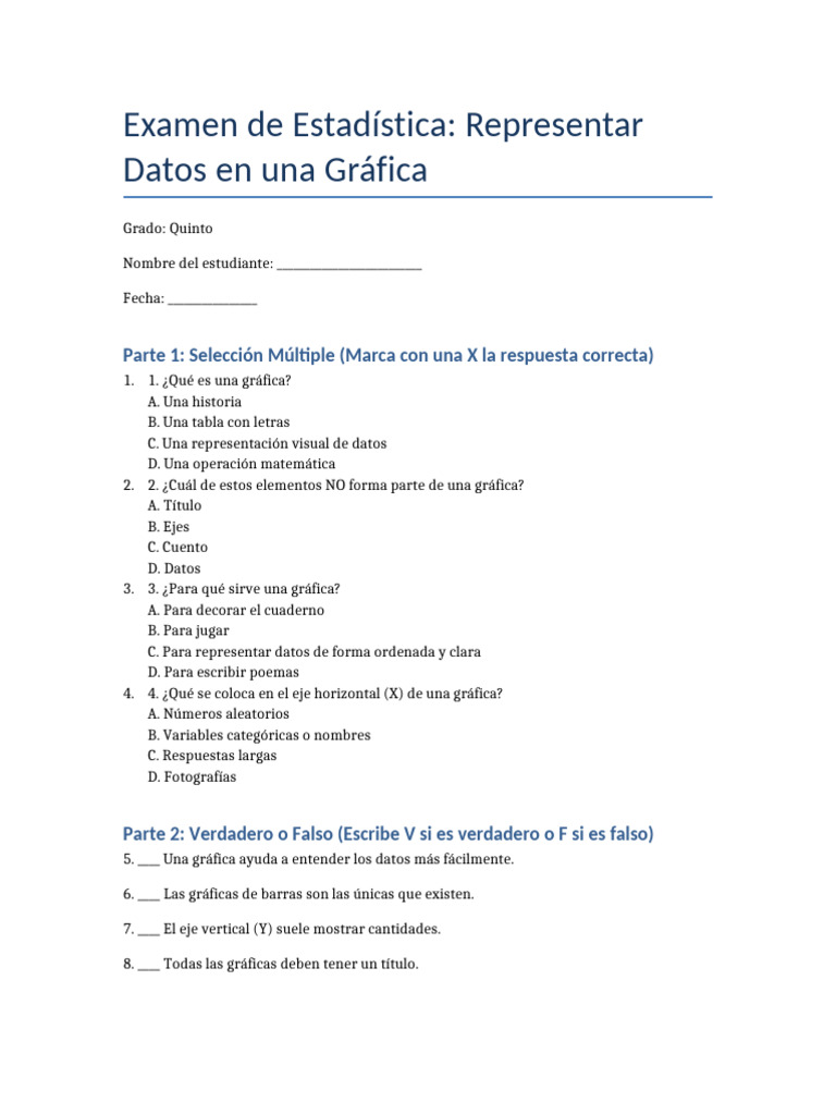 Examen de Gráficas para Quinto Grado | PDF