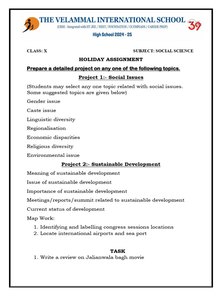 Social Science Holiday Project Guide | PDF